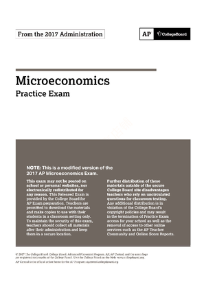 AP Micro 2018 - pracite test - APMicroeconomics Practice Exam From the ...