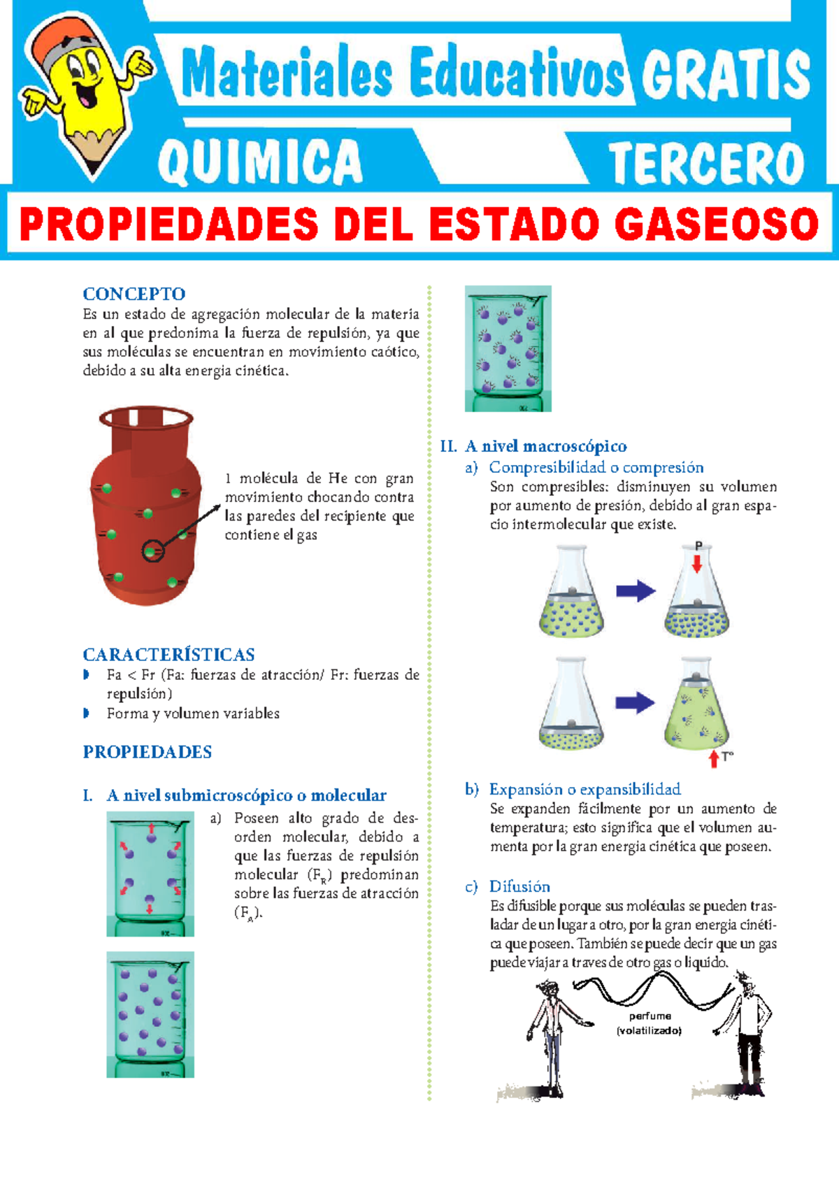 Propiedades del Estado Gaseoso Para Tercer Grado de Secundaria - CONCEPTO Es un estado de ...