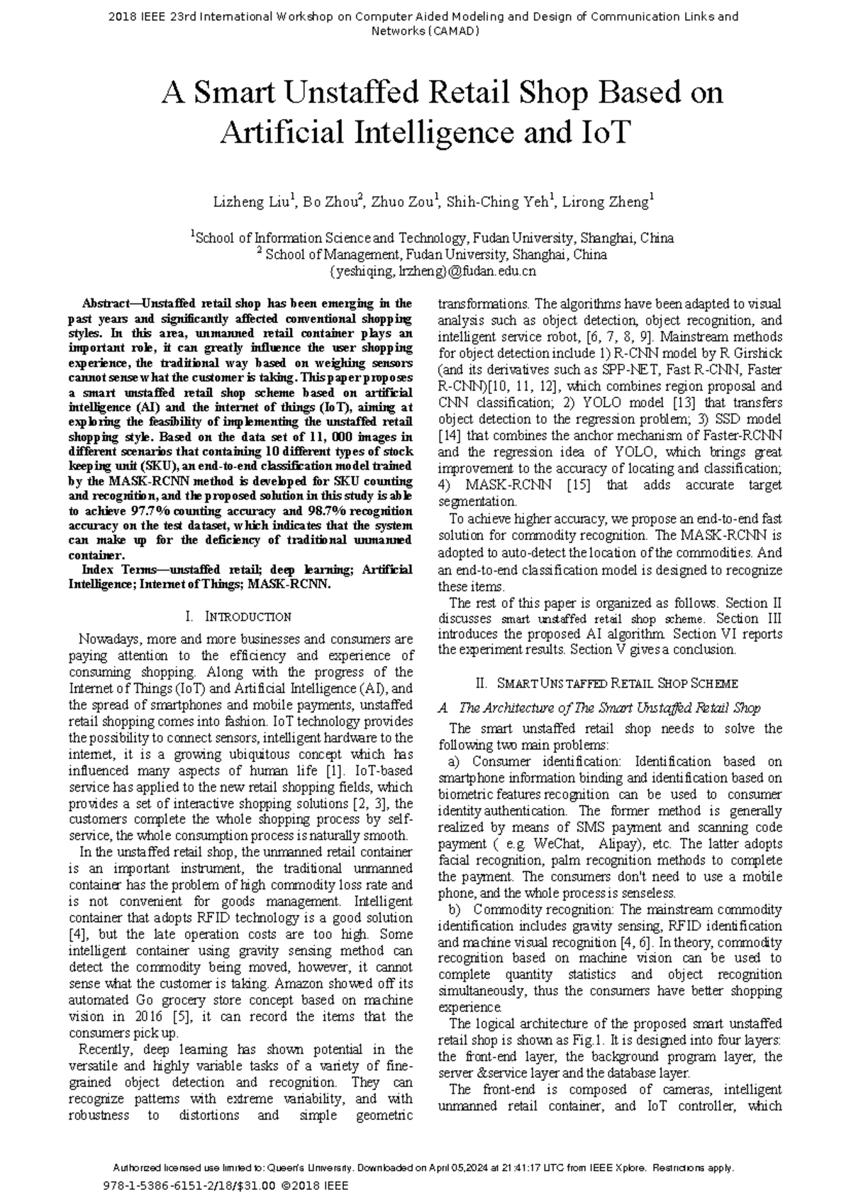 A Smart Unstaffed Retail Shop Based on Artificial Intelligence and Io T ...