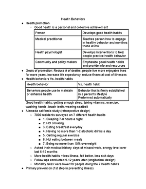 Chapter 5 - Health Compromising Behaviors Lecture Notes - Health ...