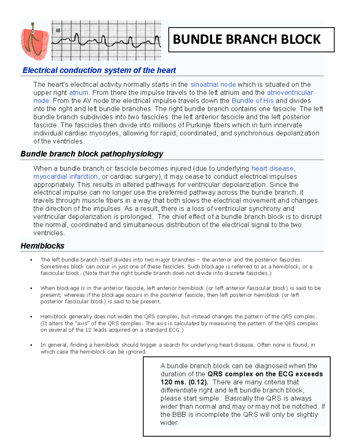 Bundle Branch Block - Electrical conduction system of the heart The ...