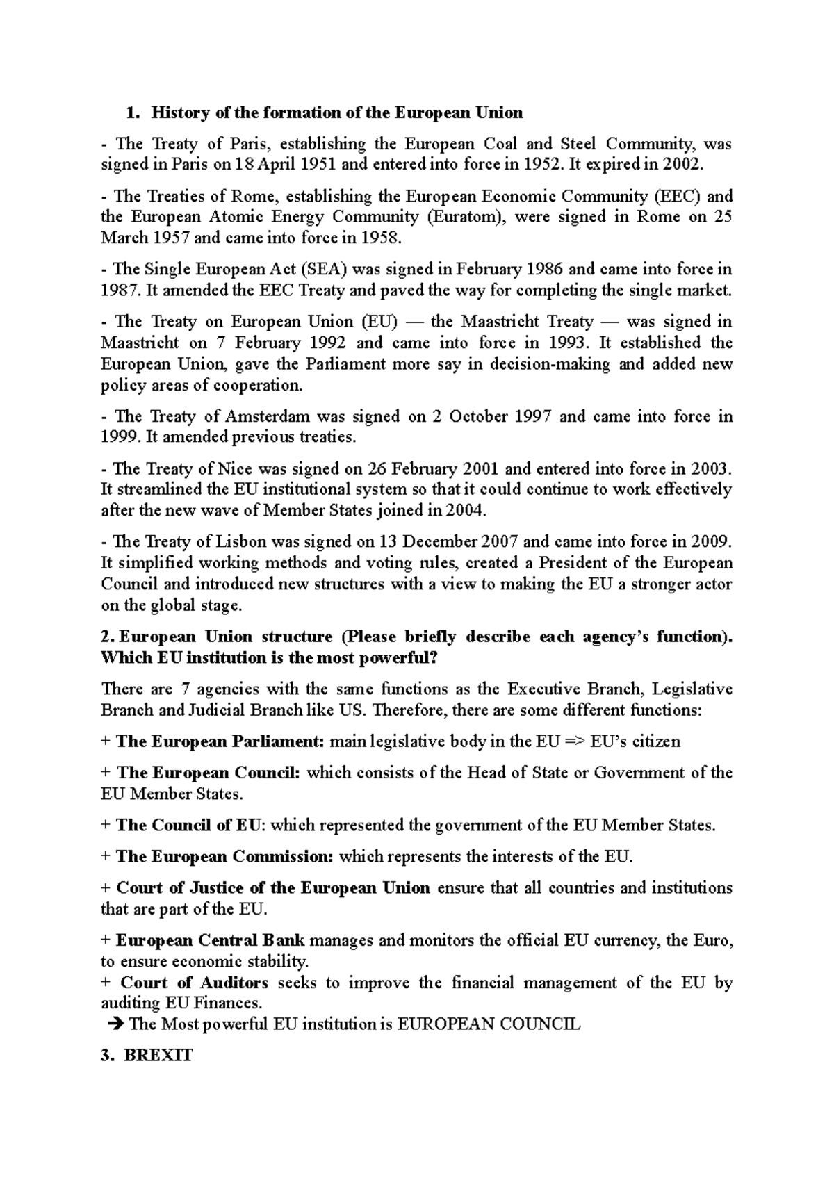 Review part 1 - Assignment from EU's foreign policy - History of the ...