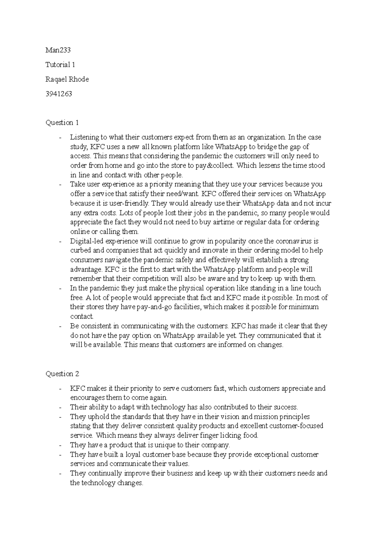 Management 233 tutorial 1- chapter 1 - Man Tutorial 1 Raqael Rhode ...