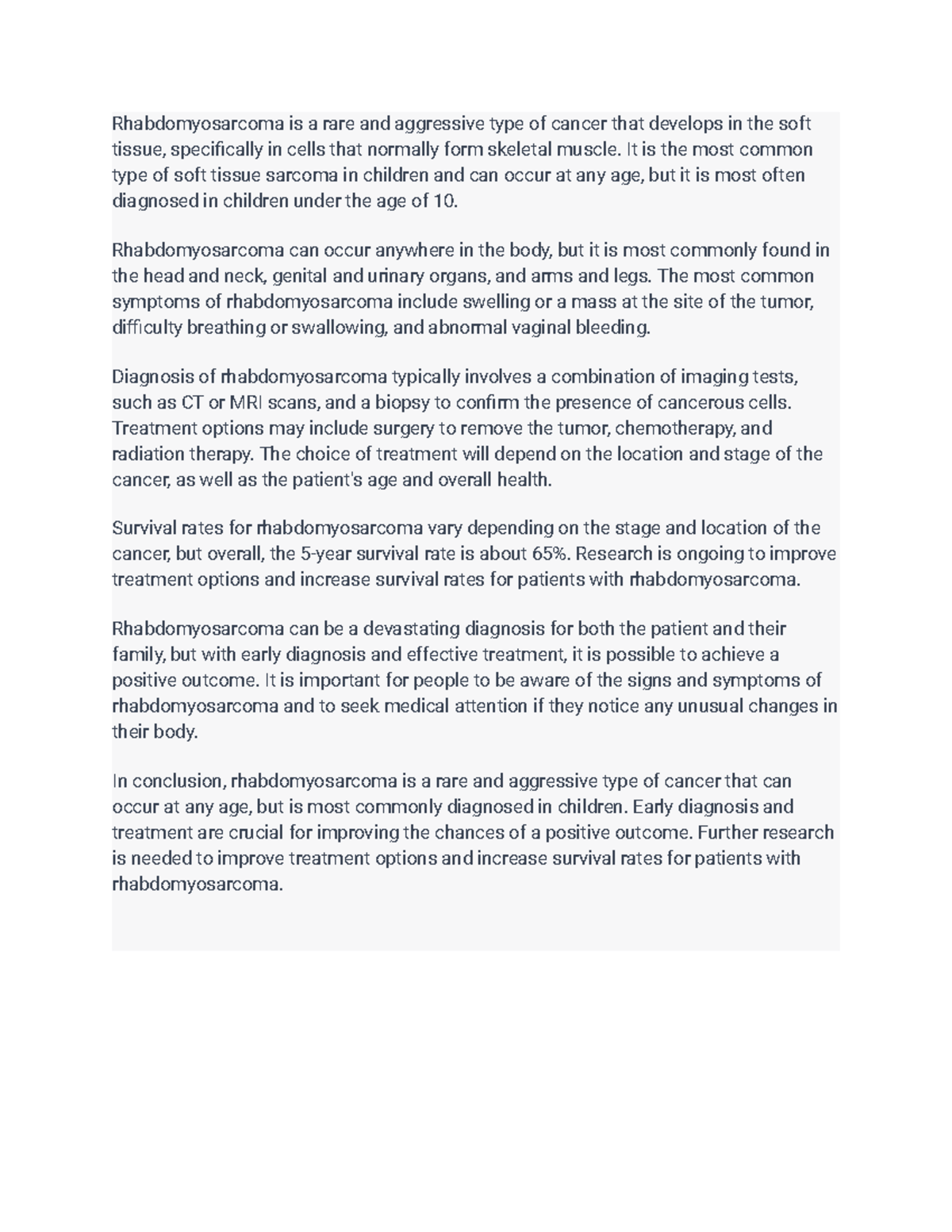 rhabdomyosarcoma - It is the most common type of soft tissue sarcoma in ...