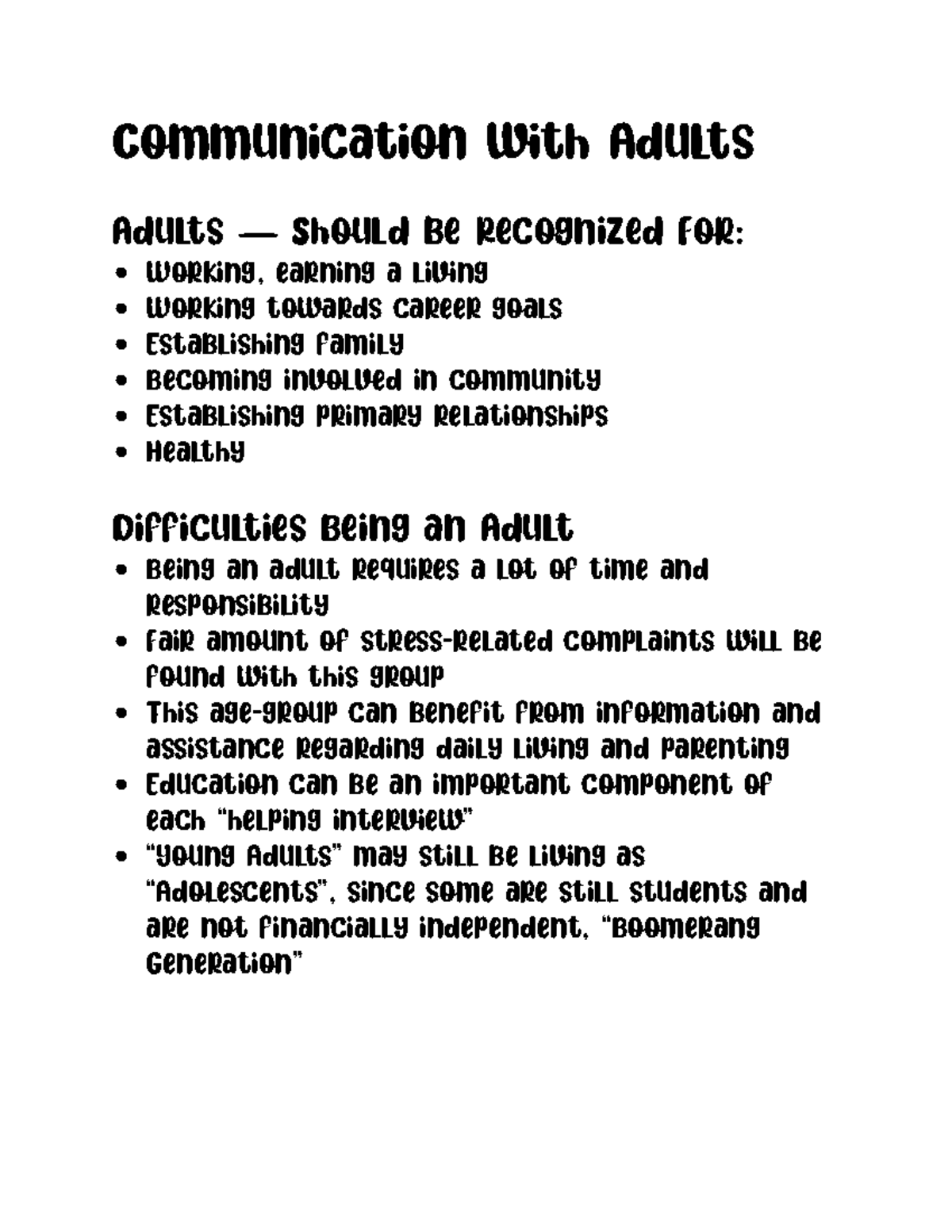 Communication with Adults - Communication with Adults Adults — Should ...