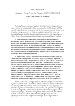 Análise de Política Externa - anotações de aula - Anáise de Política ...