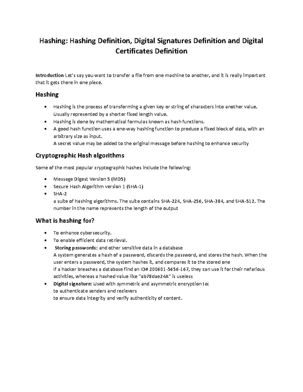 Hashing Hashing Definition WEEK4 - Hashing: Hashing Definition, Digital ...