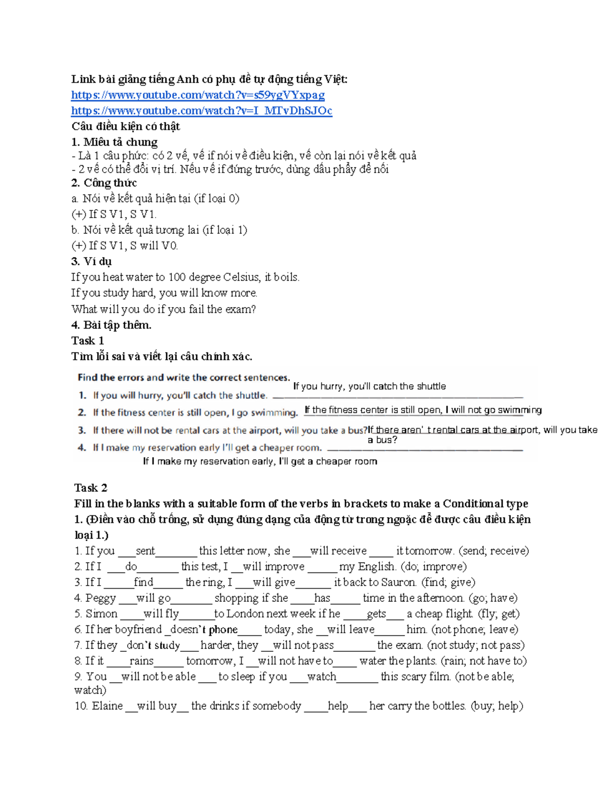 Grammar Unit 3 - The real conditional - Link bài giảng tiếng Anh có phụ đề tự động tiếng Việt ...