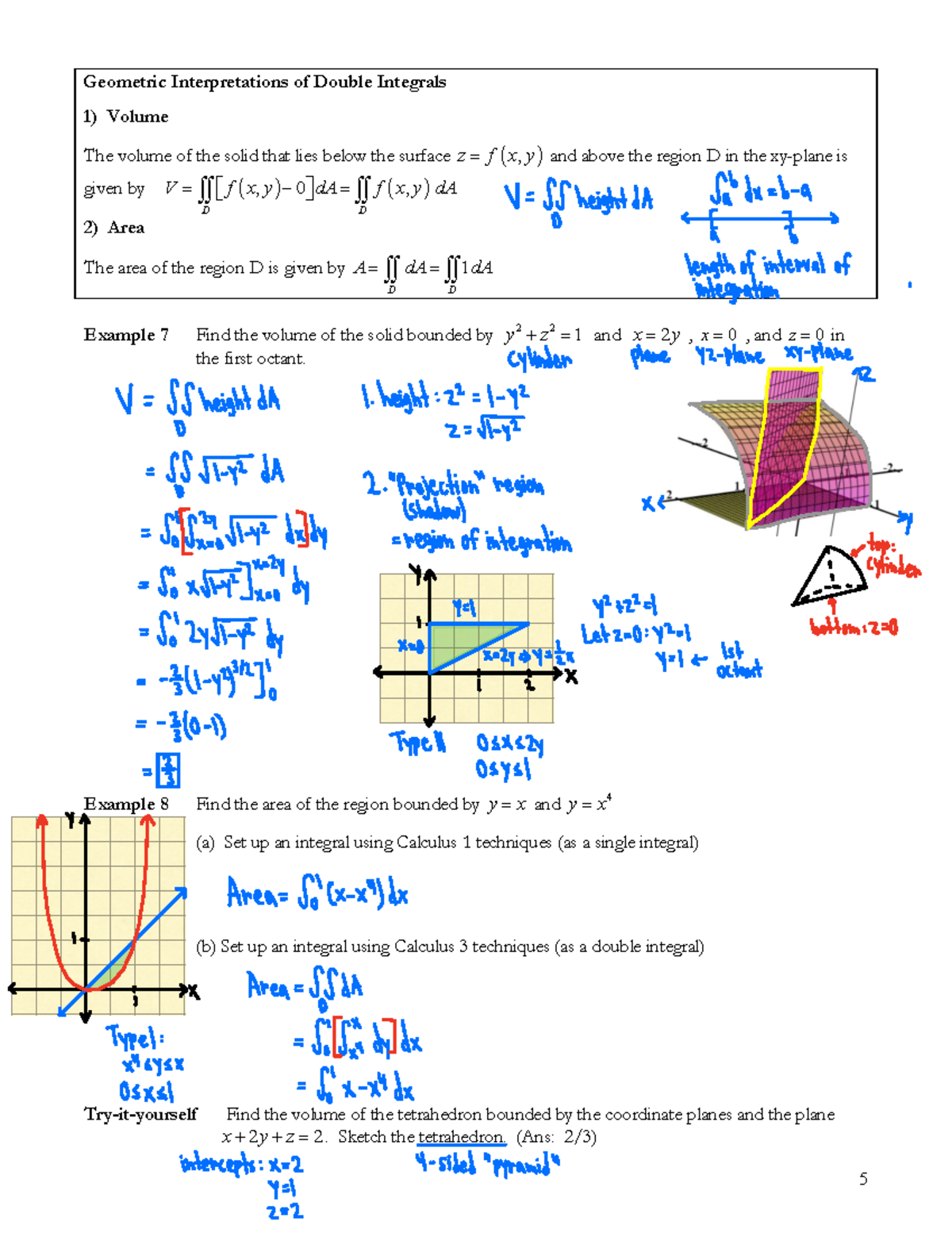 Geometric Interpretations of Double Integrals - Example 8 Find the area of the region bounded by ...