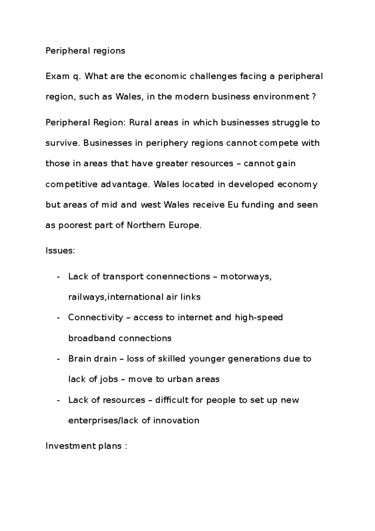 Peripheral regions - Peripheral regions Exam q. What are the economic ...