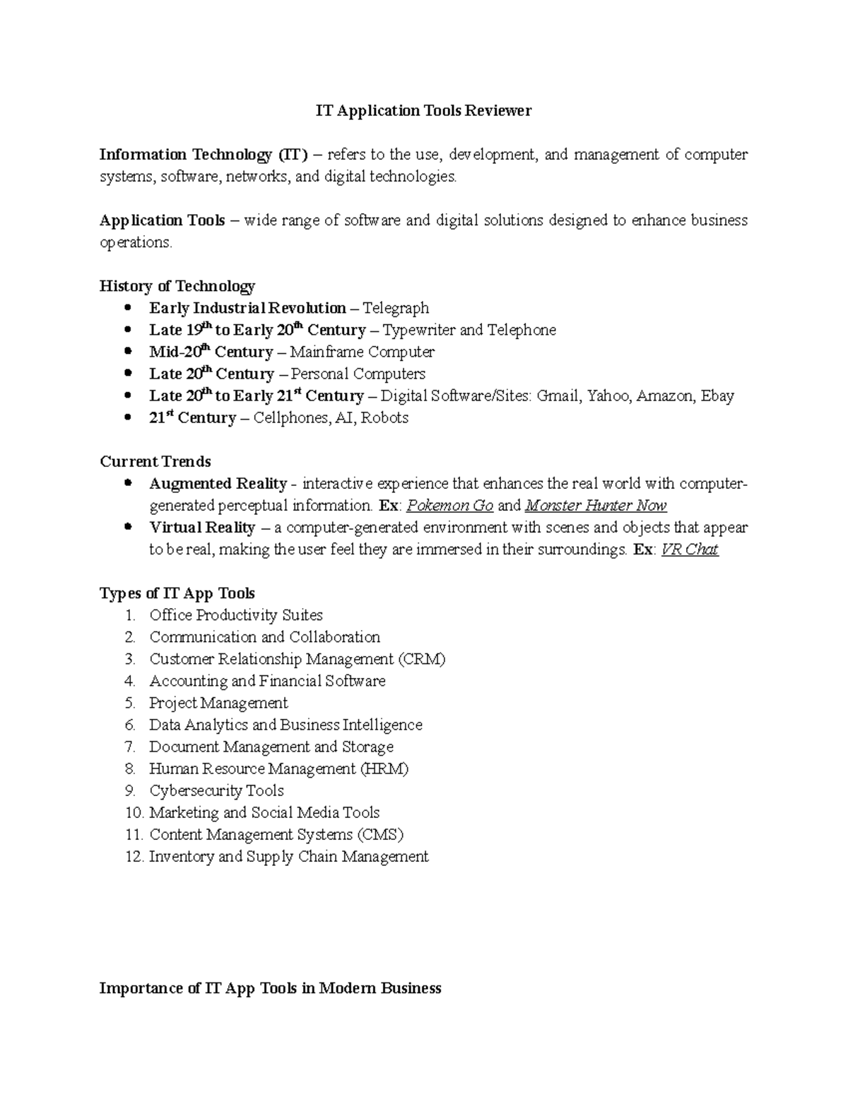 IT Application Tools Reviewer - IT Application Tools Reviewer ...