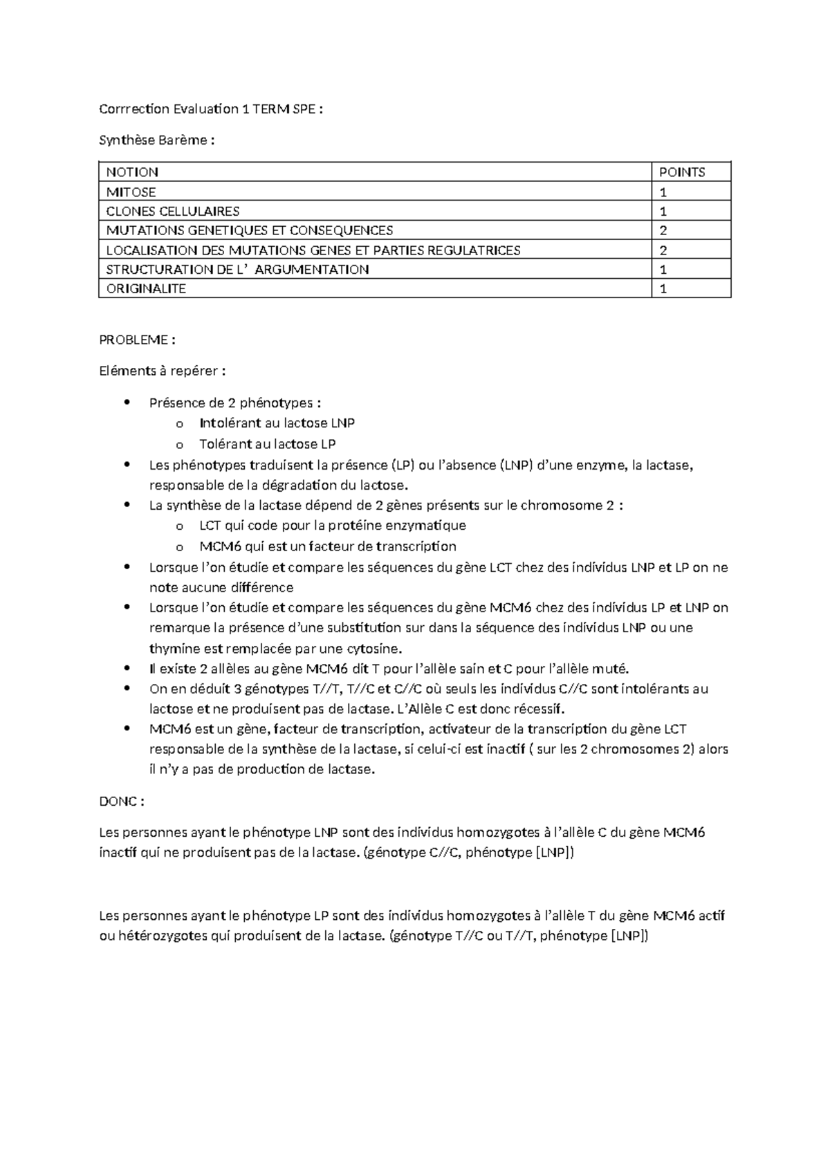 Correction Evaluation Chap 1 et 2 Theme 1 A T1 TERM SPE - Corrrection Evaluation 1 TERM SPE ...