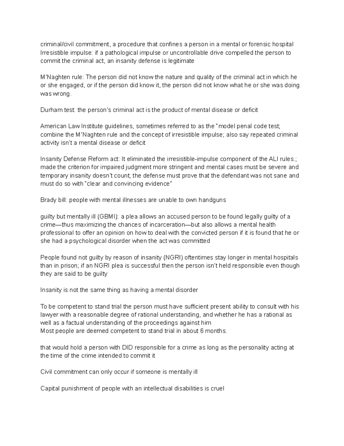 Legal and ethical issues - criminal/civil commitment, a procedure that ...