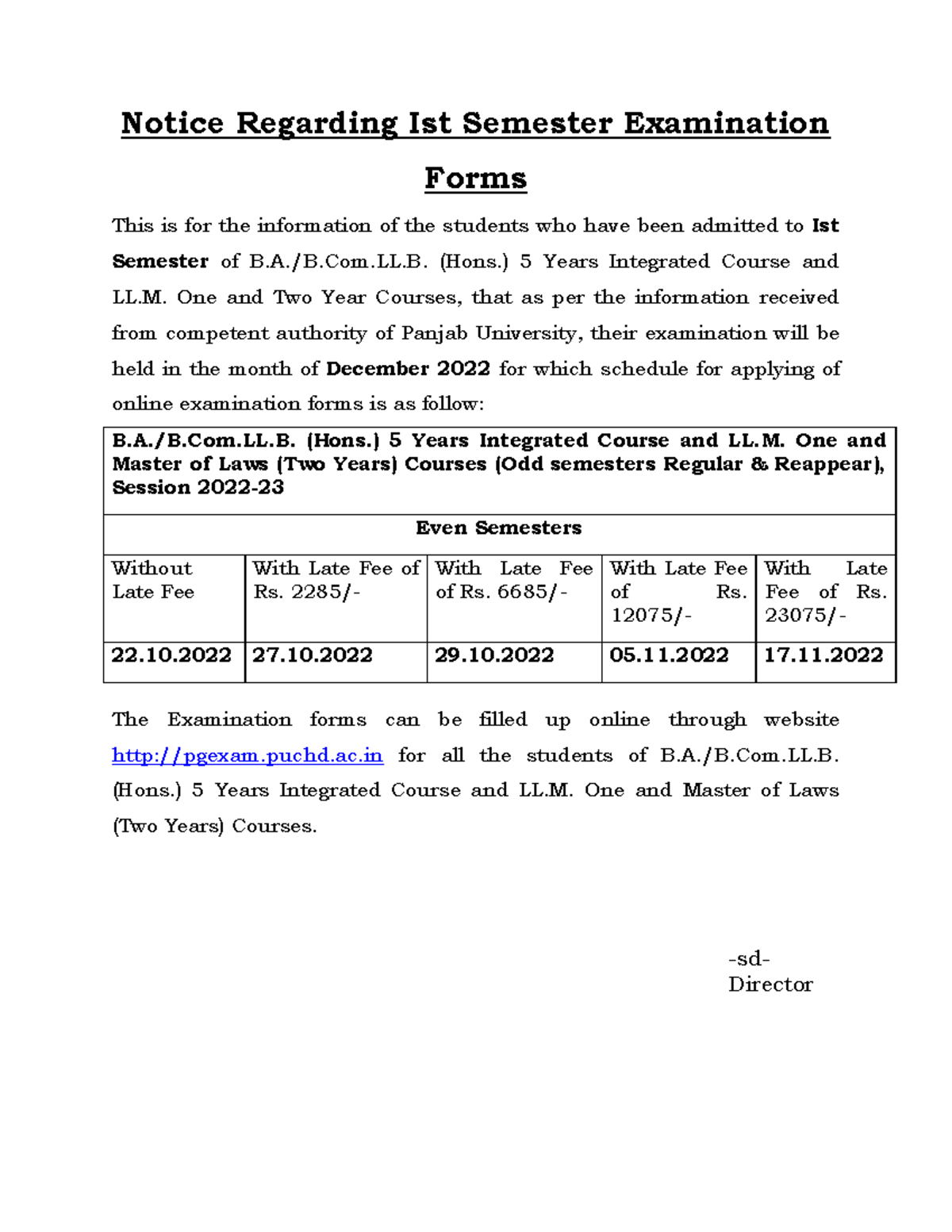 20221012150410-noticeregardingistsemesterexaminationforms - Notice ...