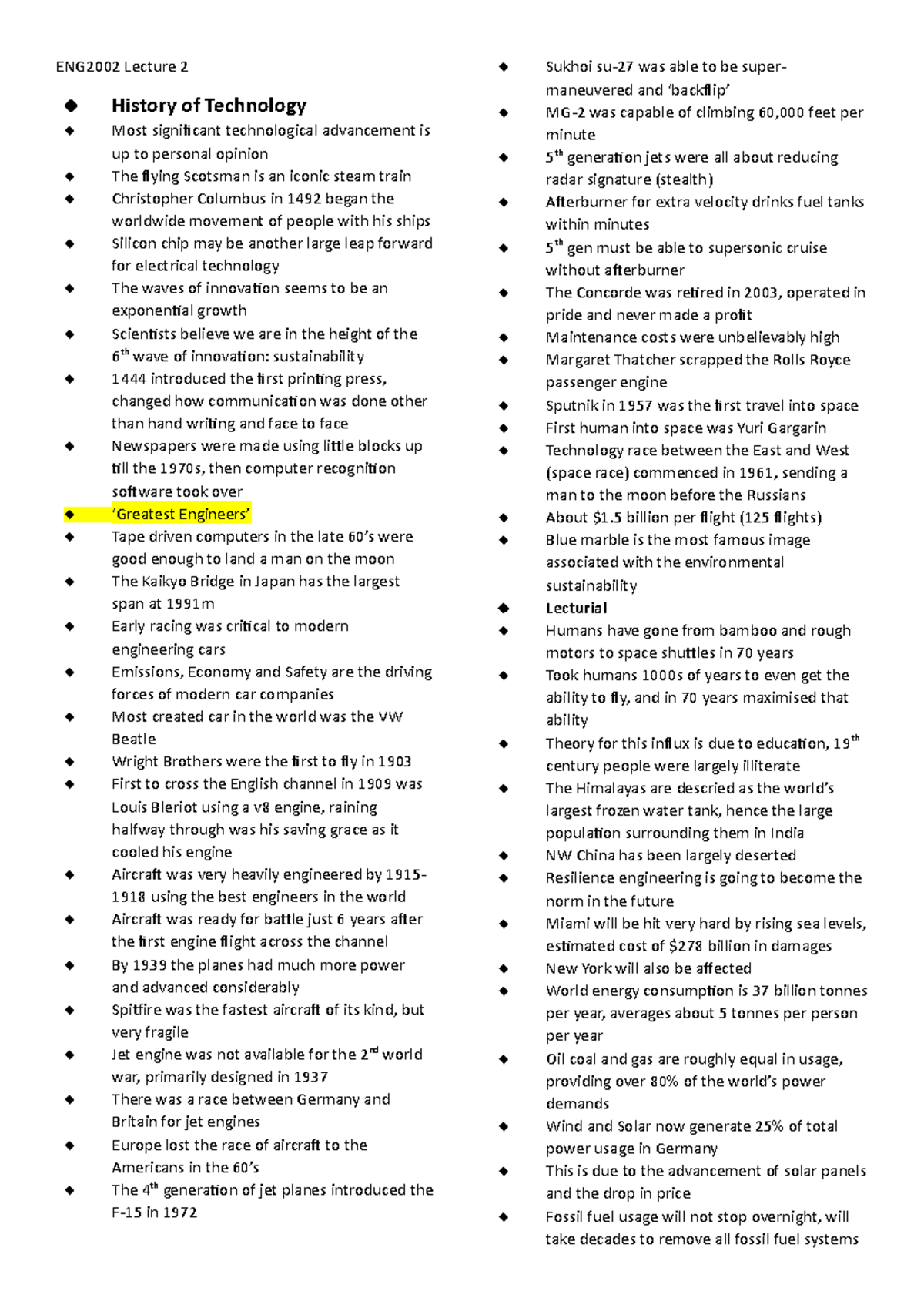 ENG2002 Technology Lecture 2 History of Technology - ENG2002 Lecture 2 ...