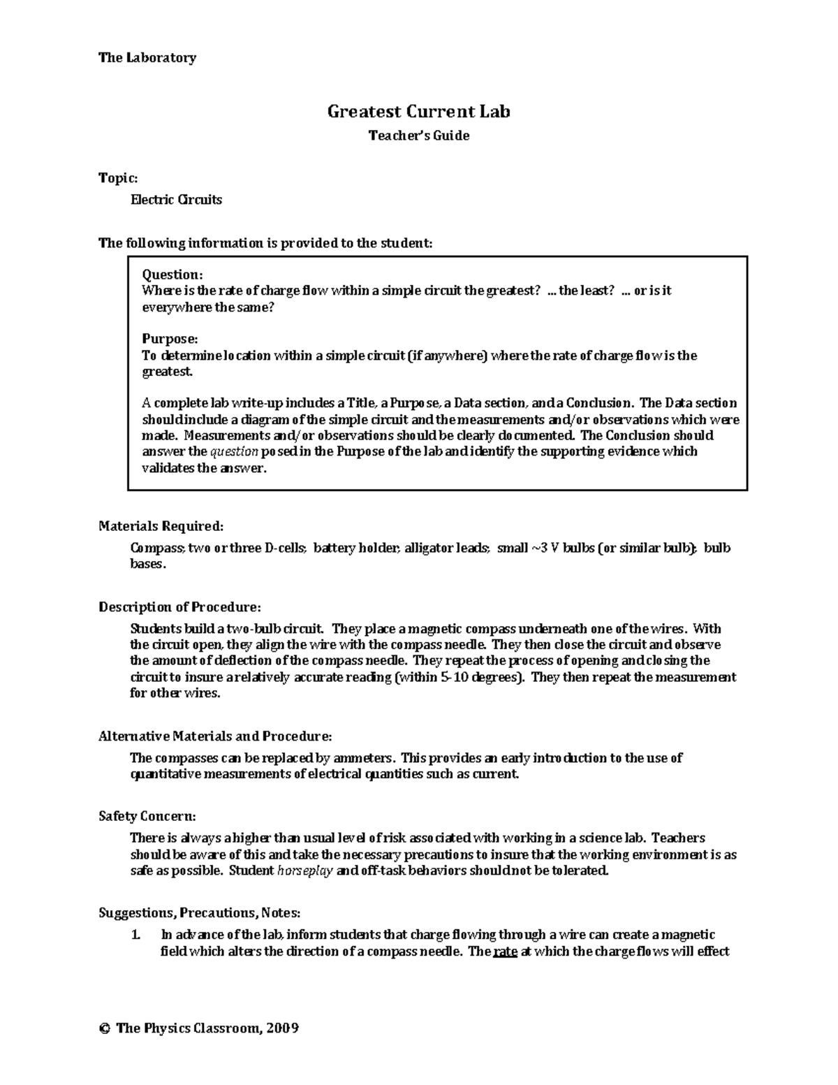 The Greatest Current Laboratory (Practice and Experimental Type ...