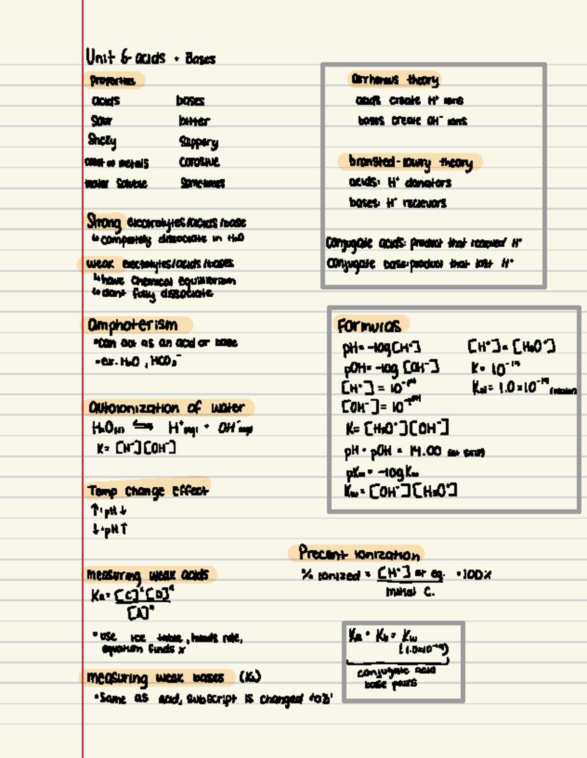 SCH4U Acids and bases - Unit 6-acds - Bases properties arrhenius theory ...