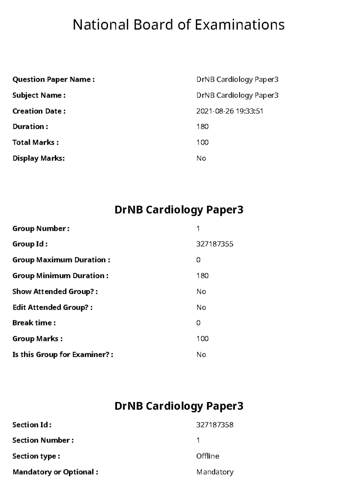 Cardiology Paper 3 - National Board of Examinations Question Paper Name ...