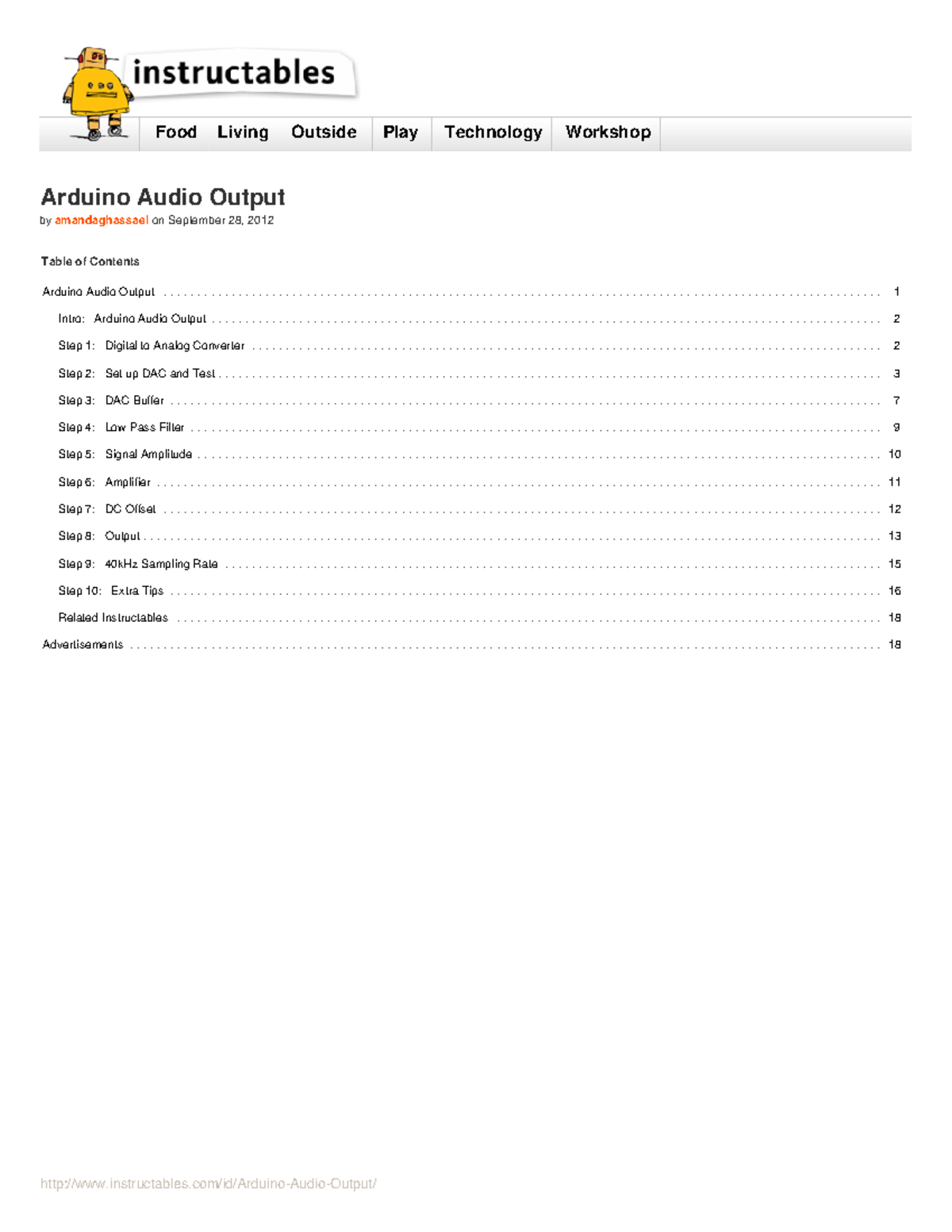 Arduino Audio Output Food Living Outside Play Technology Workshop By Amandaghassaei On