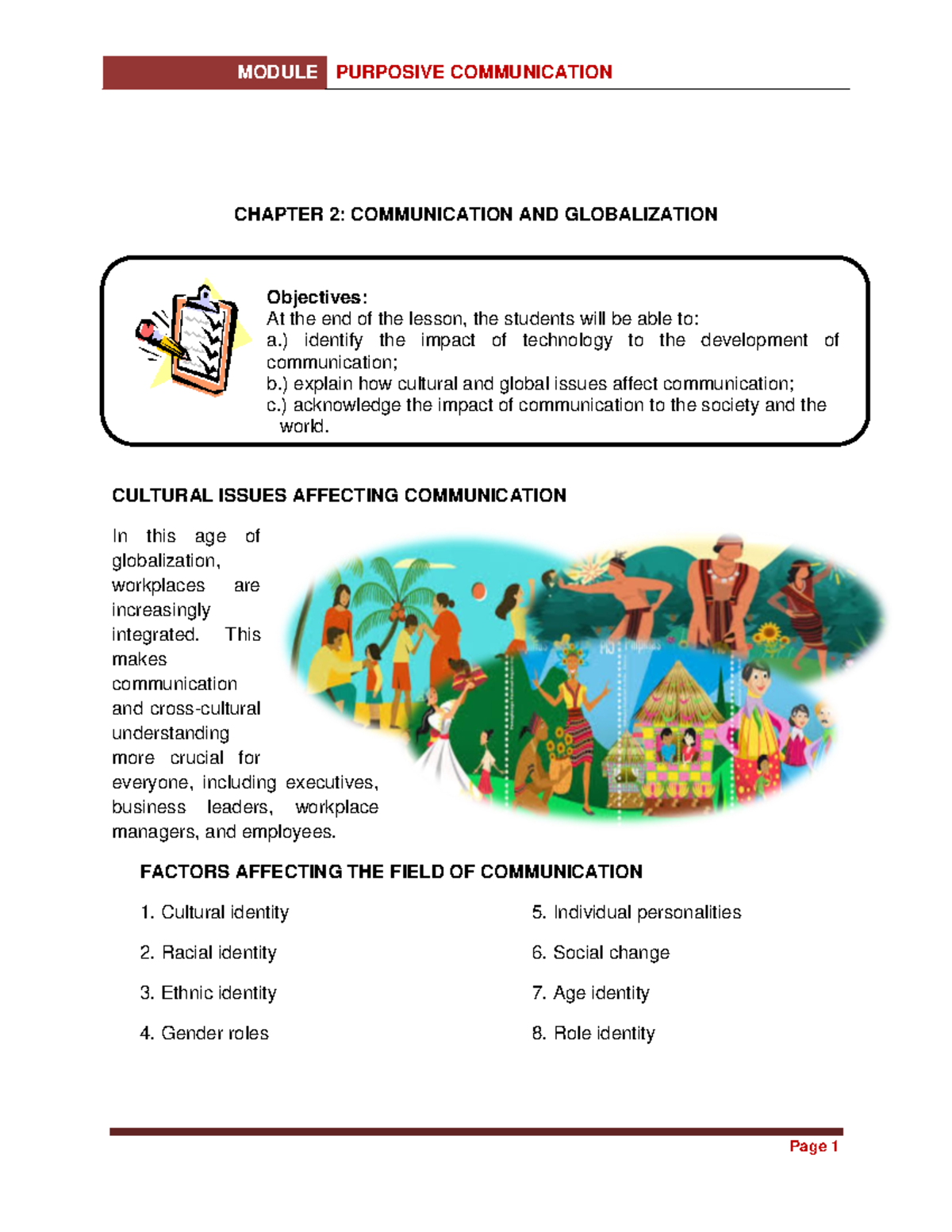 Chapter 2 Purposive Communication - CHAPTER 2: COMMUNICATION AND ...