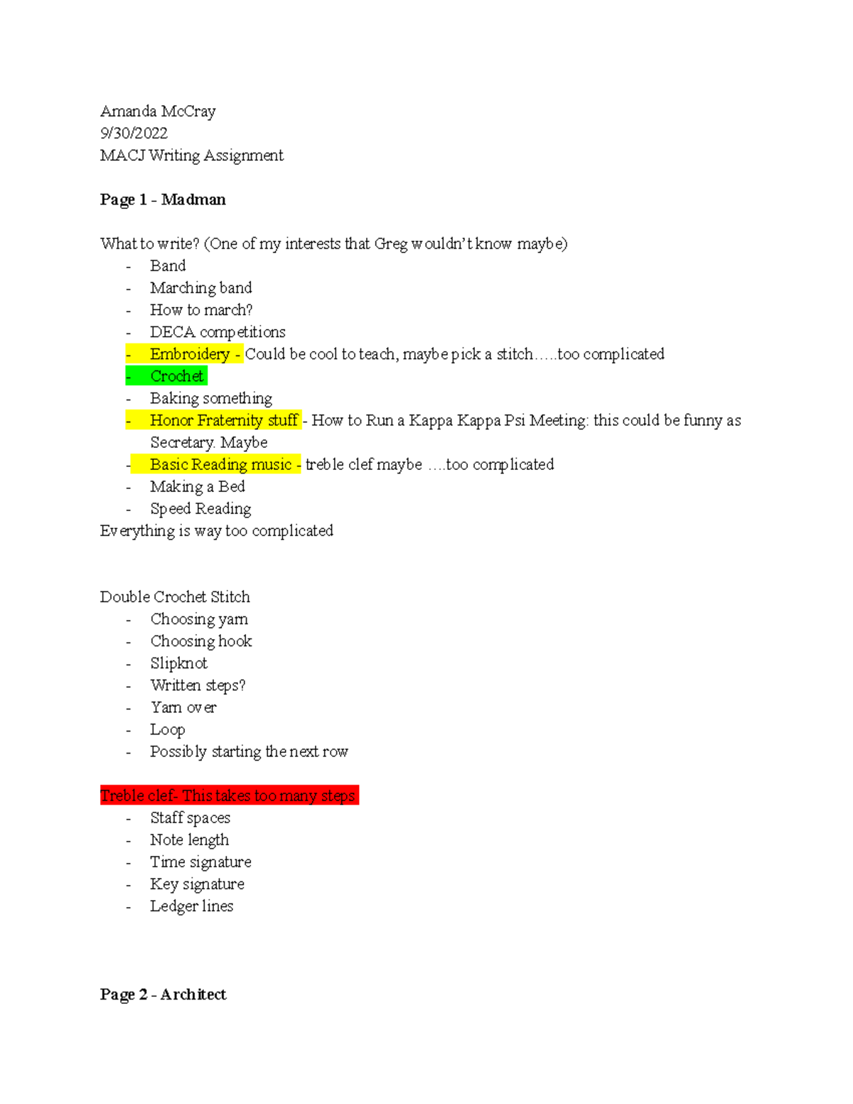 MACJ Writing Assignment - Amanda McCray 9/30/ MACJ Writing Assignment ...