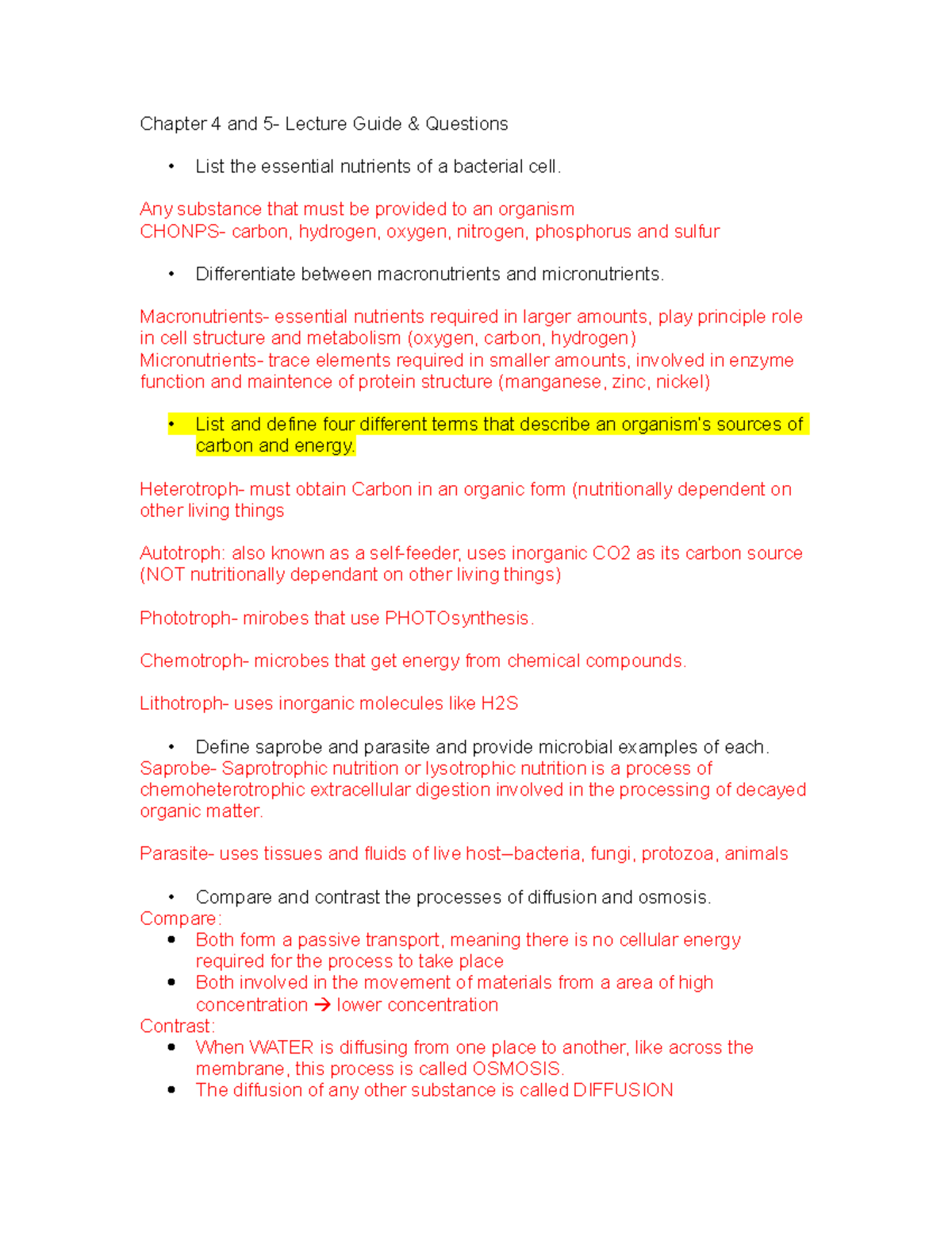 Chapters 4 & 5- Lecture Guide & QuestionsCell Biology BIOL 4353Cell ...