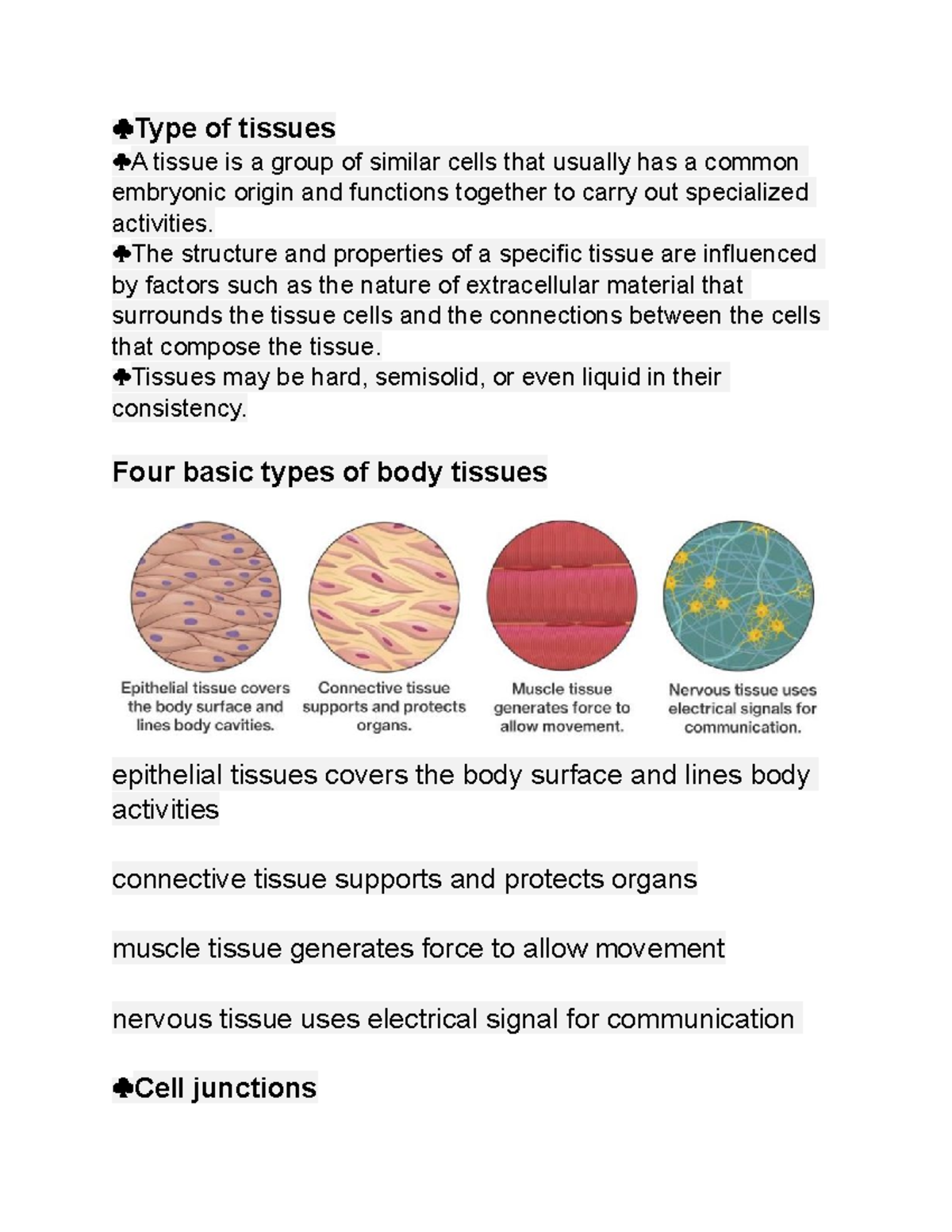 General Zoology Reviewer - Type of tissues A tissue is a group of ...