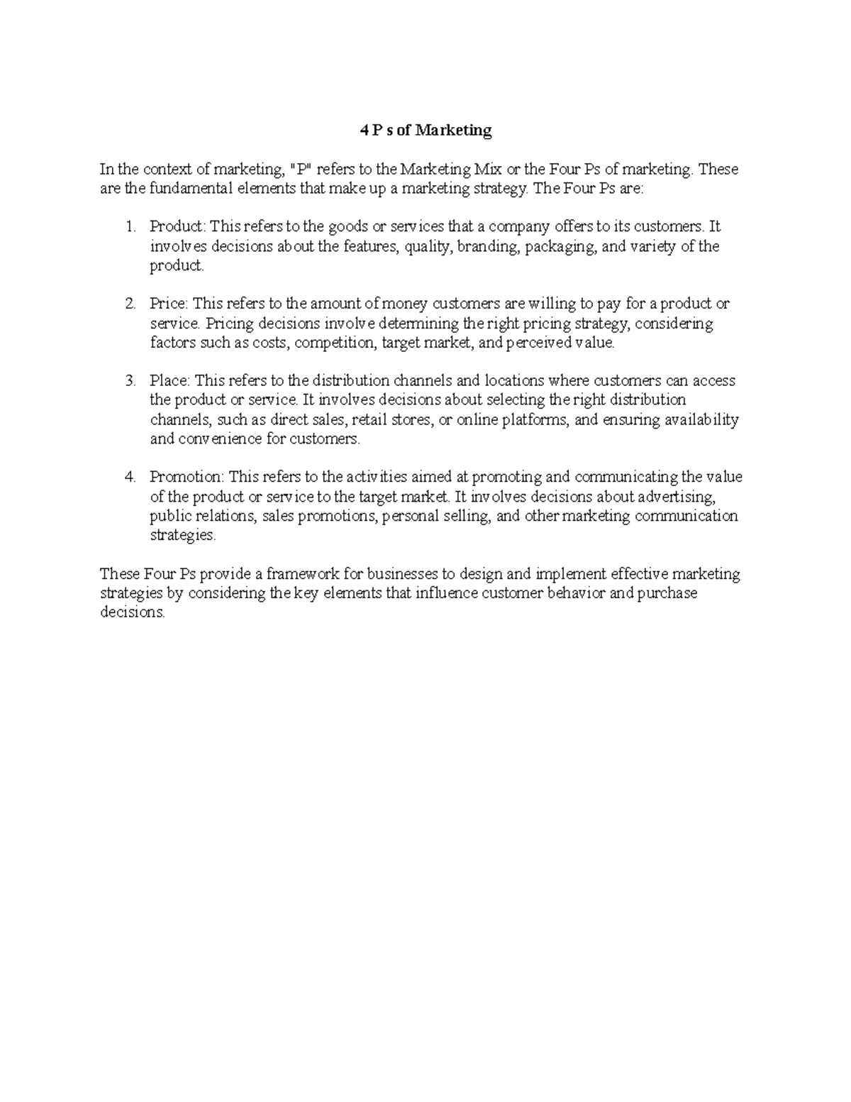 4 Ps of marketing - These are the fundamental elements that make up a ...