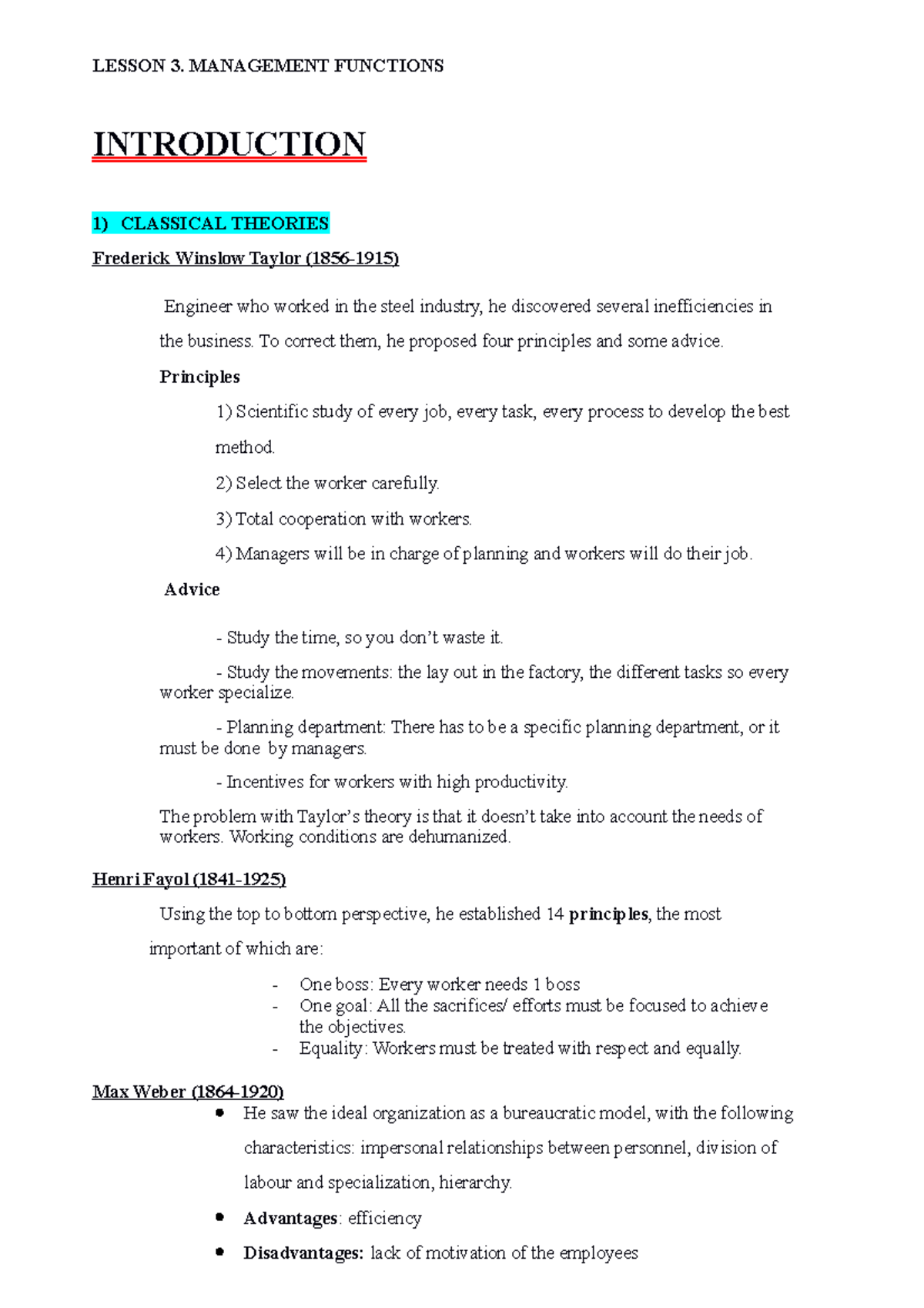 Lesson 3. Management functions - LESSON 3. MANAGEMENT FUNCTIONS ...