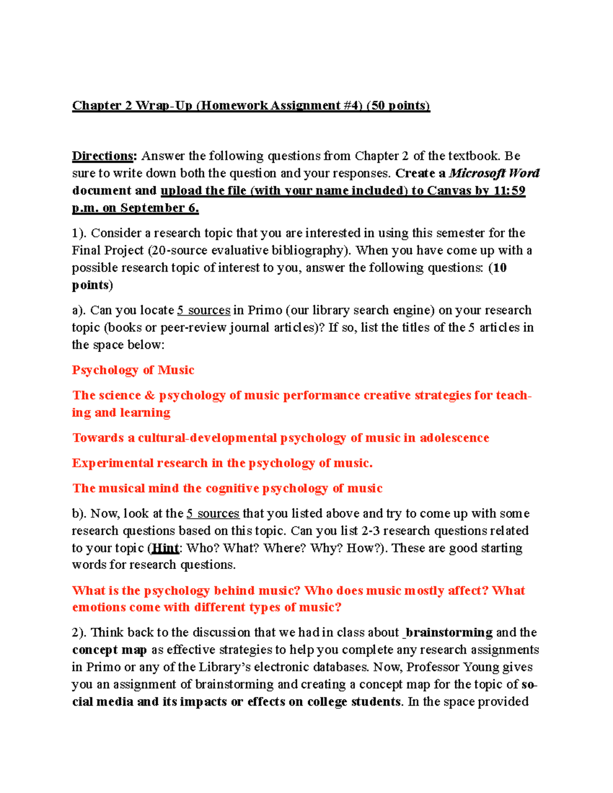 Chapter 2 Wrap-Up HW Assignment #4-4 - Chapter 2 Wrap-Up (Homework Assignment #4) (50 points ...