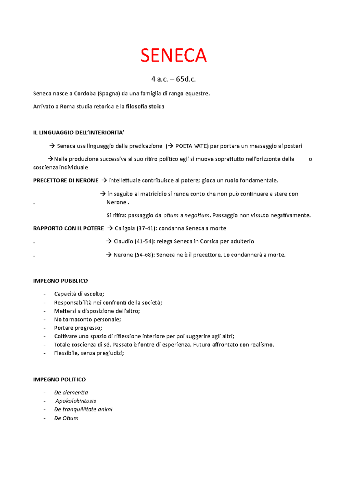 Seneca - Liceo Scientifico Angelo Messedaglia Docente: Chiara Peruzzi ...