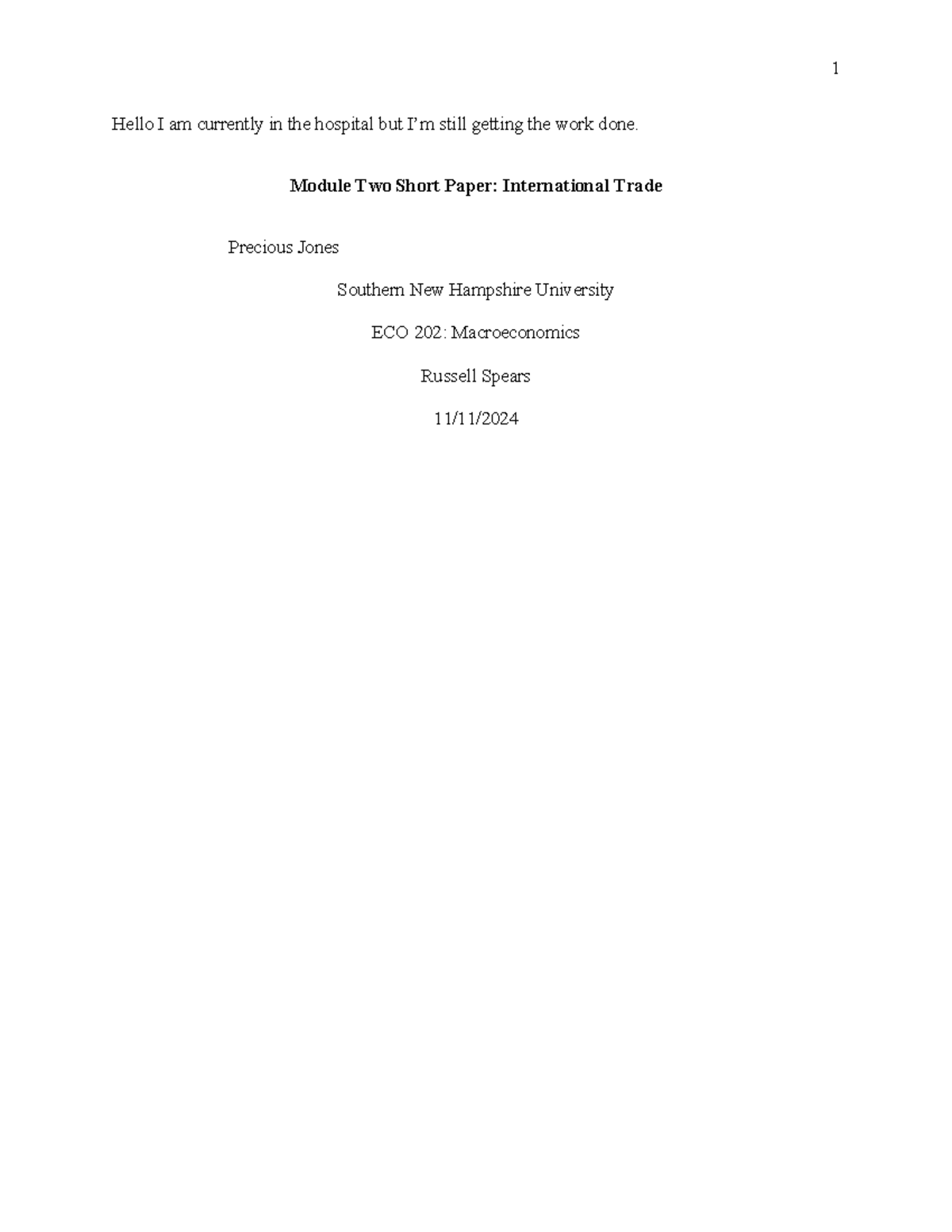 ECO 202 Module Two Short Paper Template - Hello I am currently in the ...
