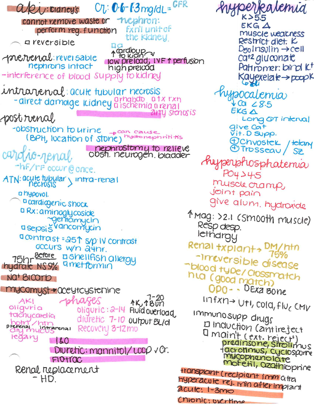 AKI, EAR, Kidney - NUR 4267 - Studocu