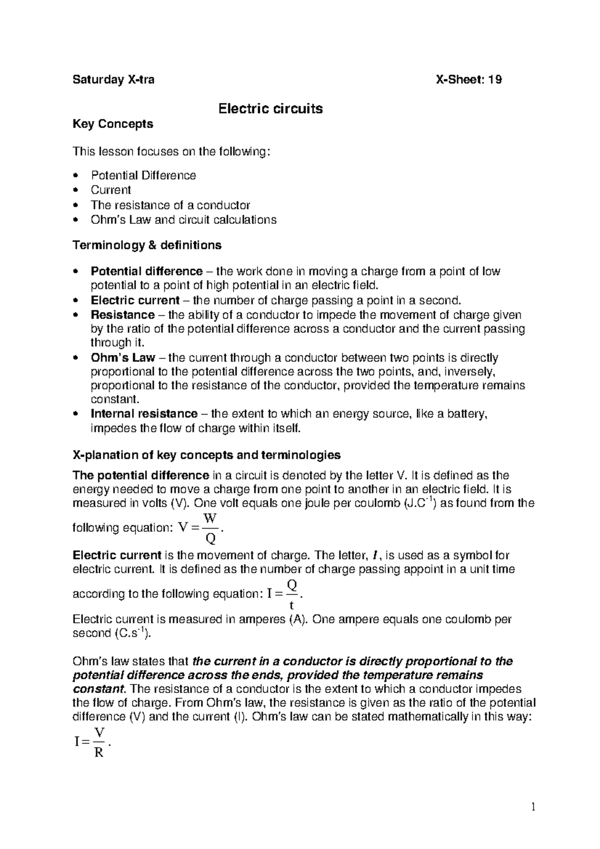 Mine 1 - notes about mining - Saturday X-tra X-Sheet: 19 Electric ...