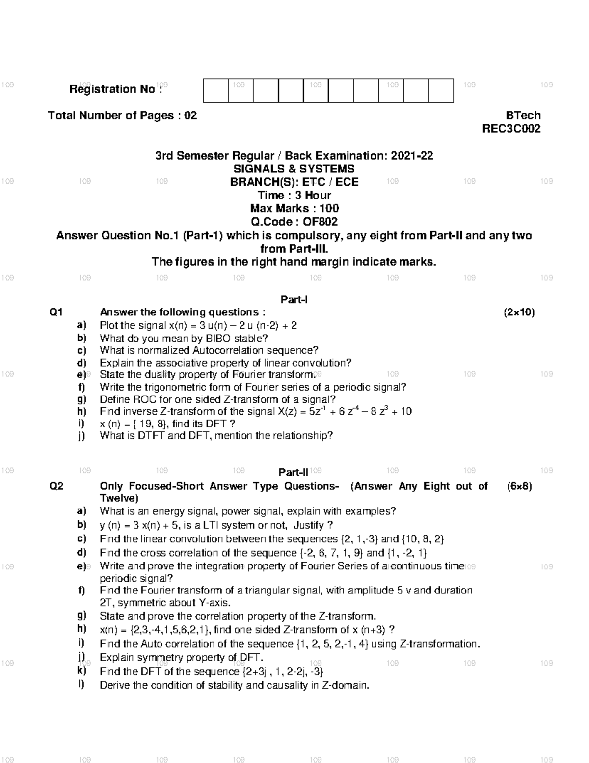 Signal Systems-3RD SEM-ETC-21-22 - Total Number of Pages Q1 Q2 Answer ...