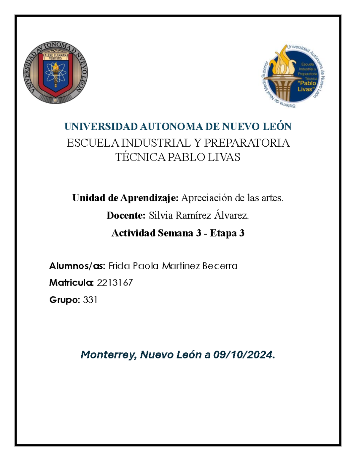 FPMB AR3 Etapa 3 AA - Resumen de tipos de disciplinas artísticas. - UNIVERSIDAD AUTONOMA DE ...