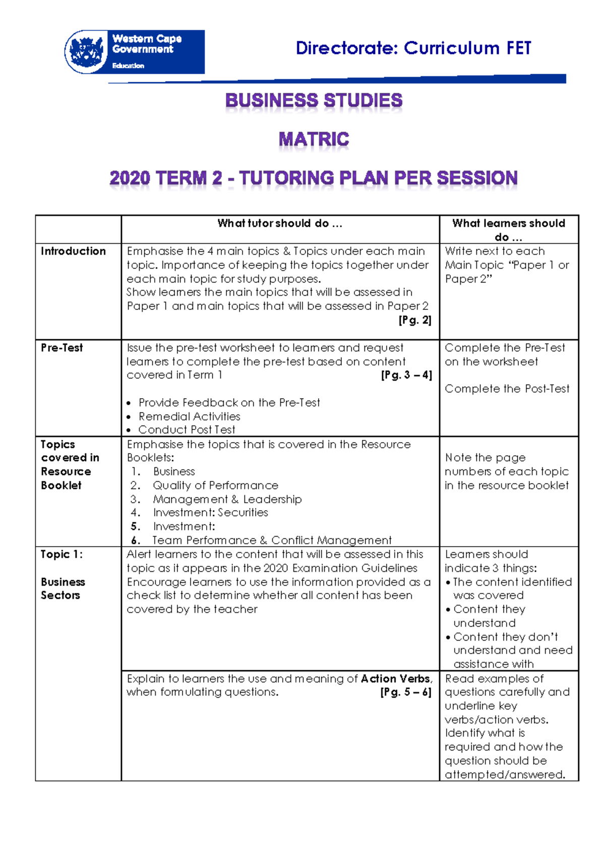 Business Studies Tutor Guide Grade 12 - Directorate: Curriculum FET ...