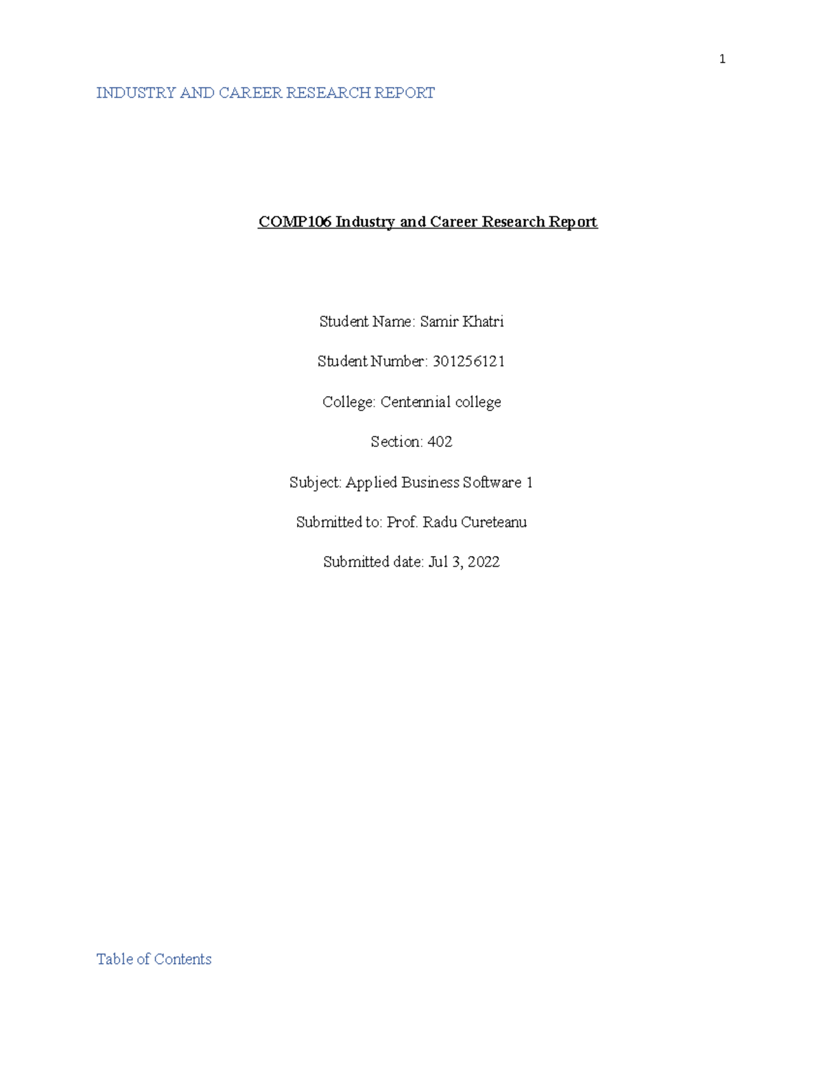 Word apa report assignment - INDUSTRY AND CAREER RESEARCH REPORT ...