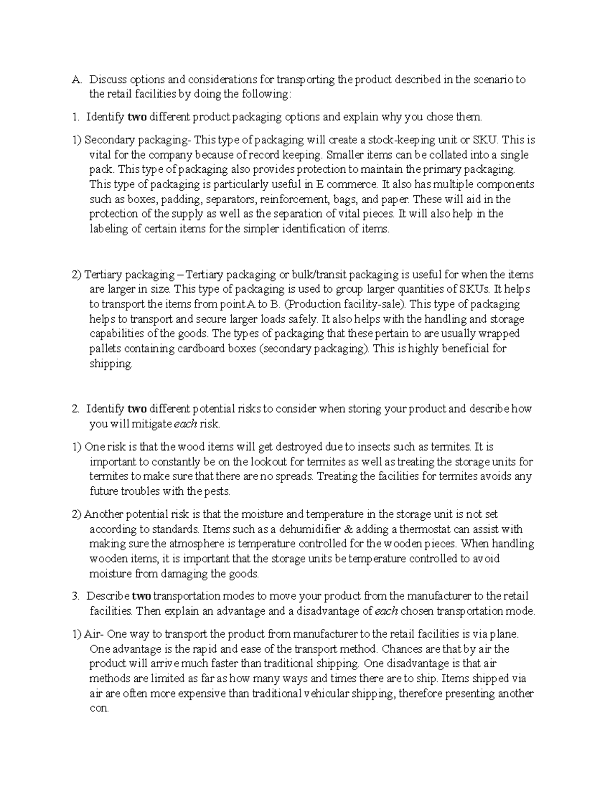 D079 Task 2 - D079 task 2 passed - A. Discuss options and ...