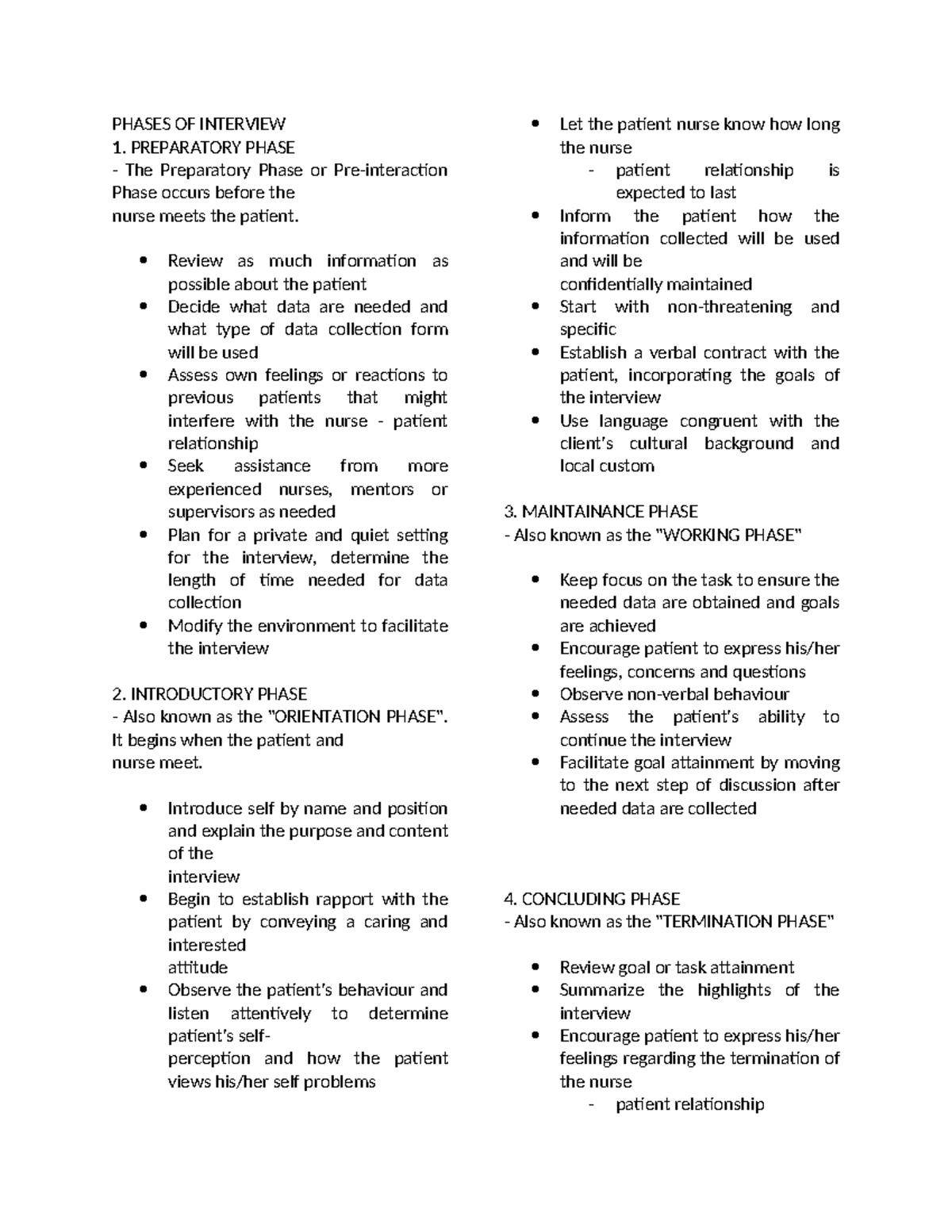 Phases-OF- Interview - midterm - PHASES OF INTERVIEW 1. PREPARATORY ...