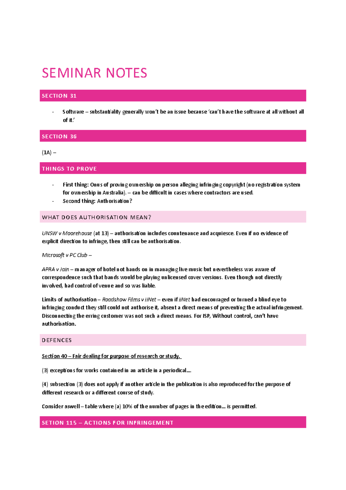 Week 4 Seminar Notes - Practise - SEMINAR NOTES SECTION 31 Software ...