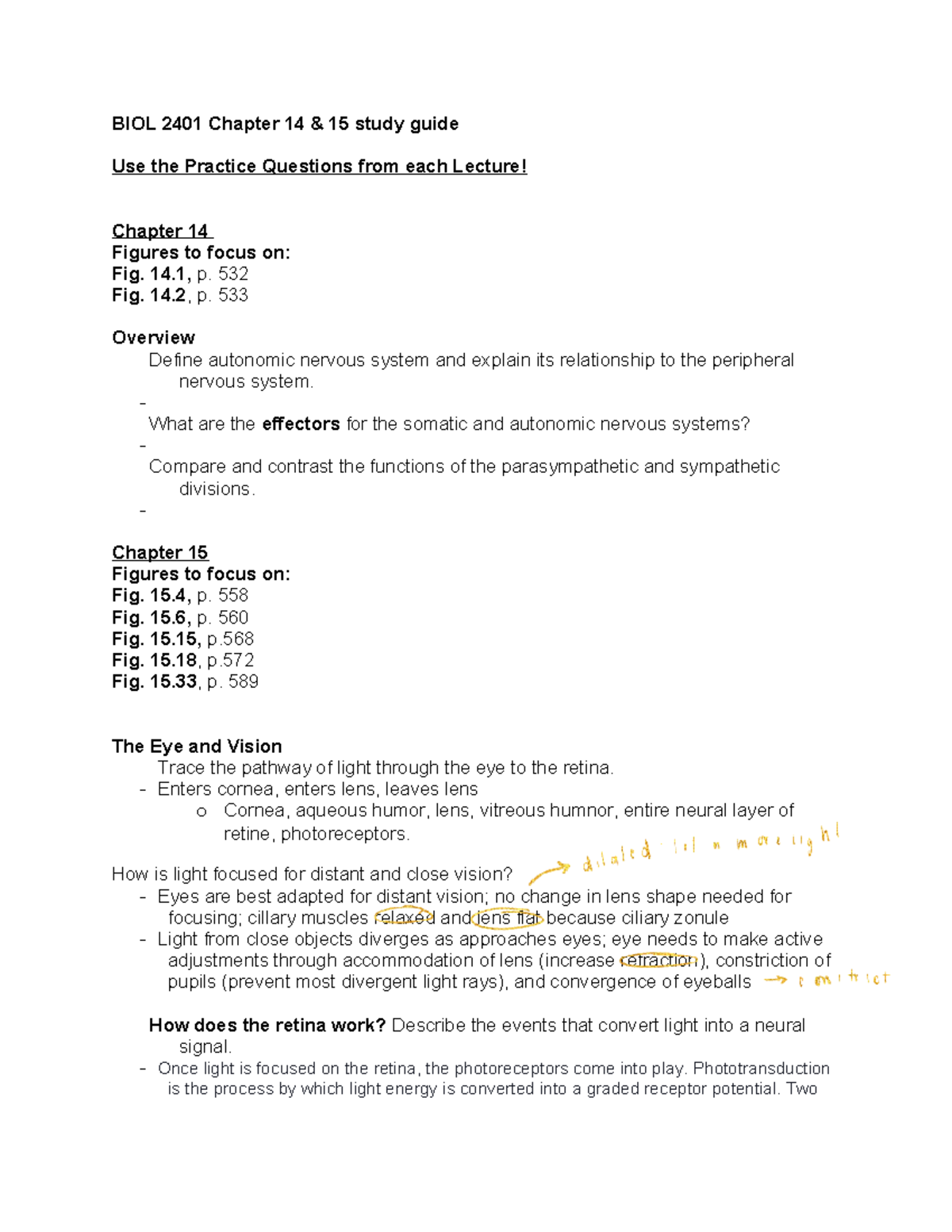 Chapter 14 & 15 study guide - BIOL 2401 Chapter 14 & 15 study guide Use ...