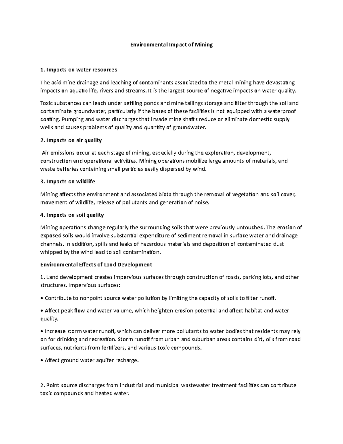 Environmental Impact of Mining - Environmental Impact of Mining Impacts ...