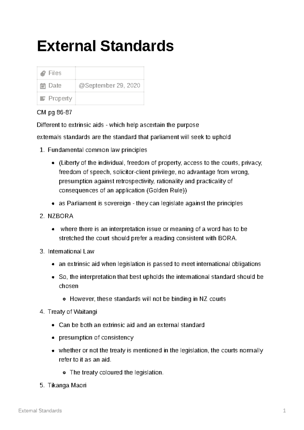 External Standards - International Law an extrinsic aid when ...