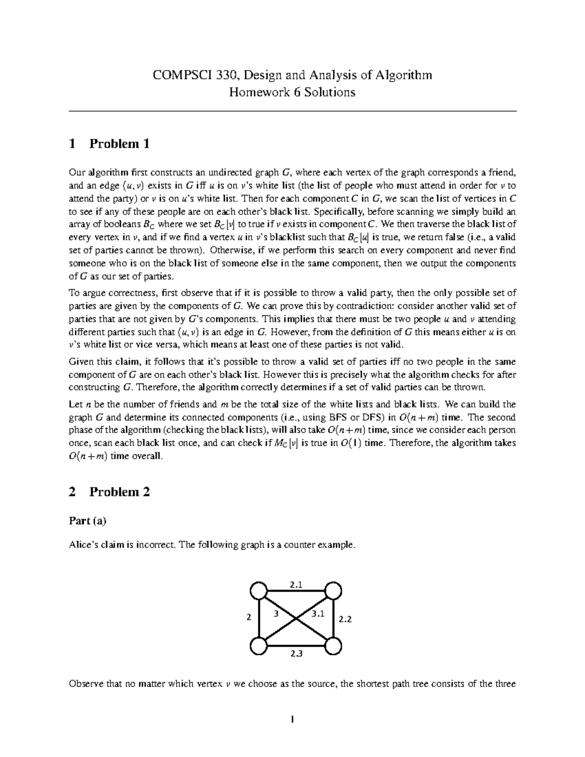 Hw6 Solutions Cs330 Duke University Compsci 330 Design And Analysis Of Algorithm Homework 6
