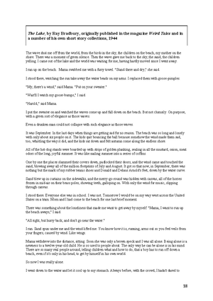 Imaginative Writing Sample Booklet - The Lake, by Ray Bradbury ...