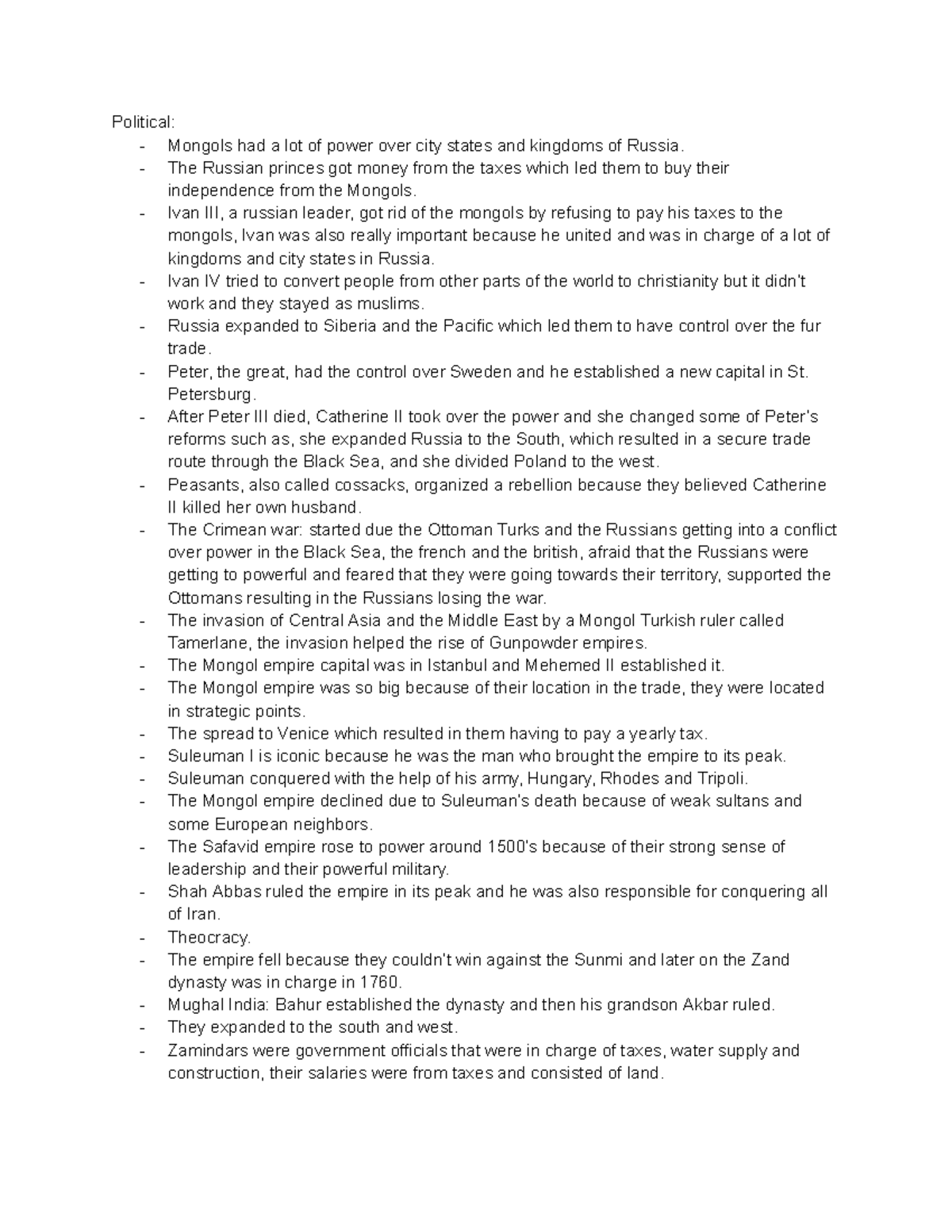 Gunpowder Empires - Political: - Mongols had a lot of power over city ...