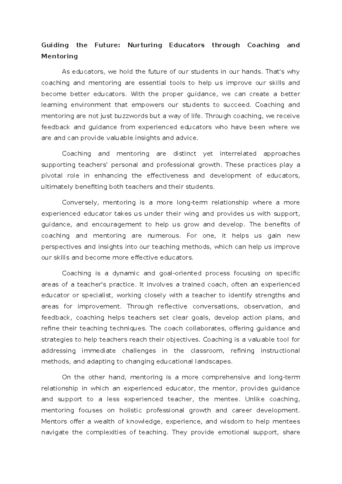 Guiding the Future - Articles - Guiding the Future: Nurturing Educators ...