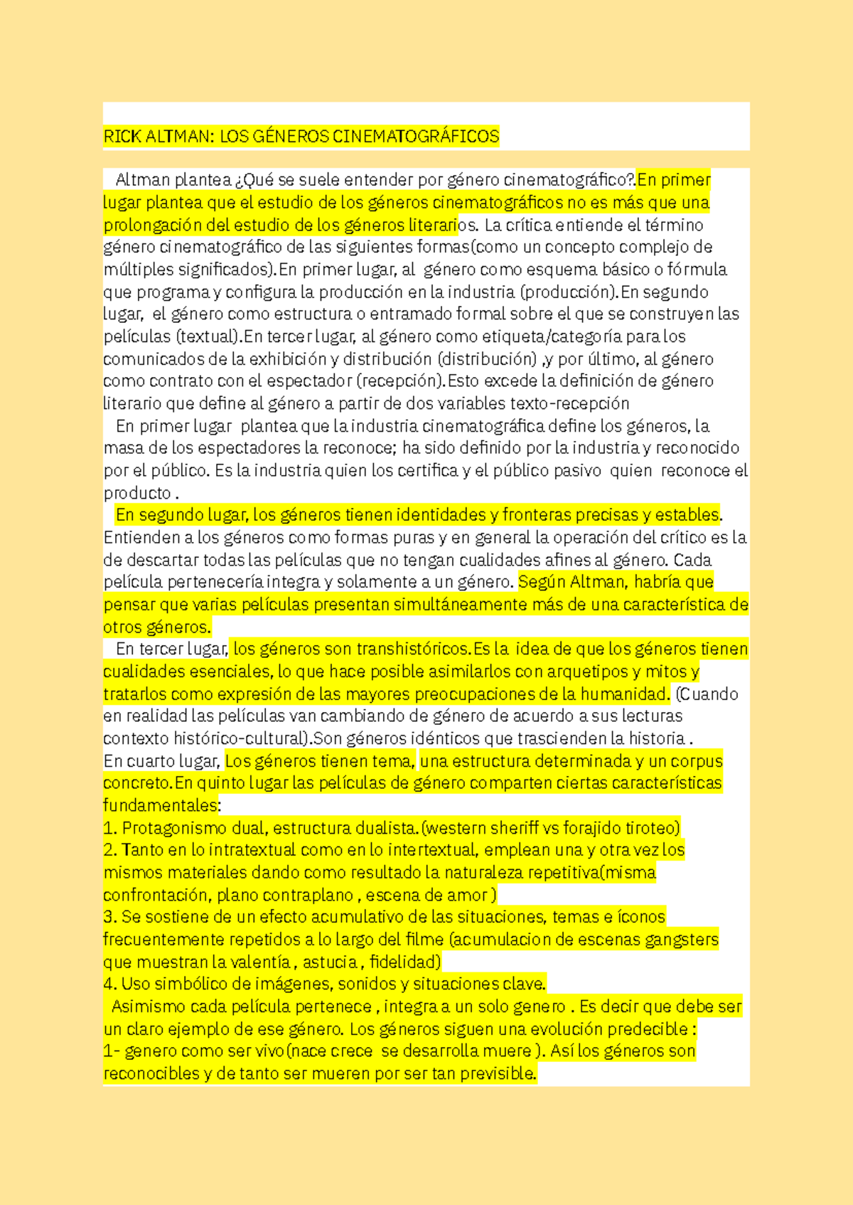 RESUMEN HISTORIA DEL CINE II - RICK ALTMAN: LOS GÉNEROS ...