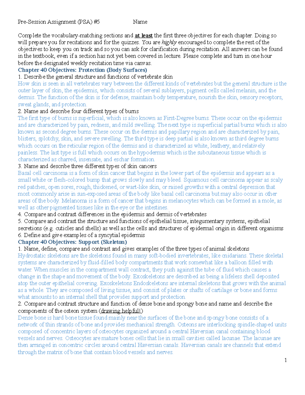 PSA #5 - Pre-Session Assignment (PSA) #5 Name Complete the vocabulary ...